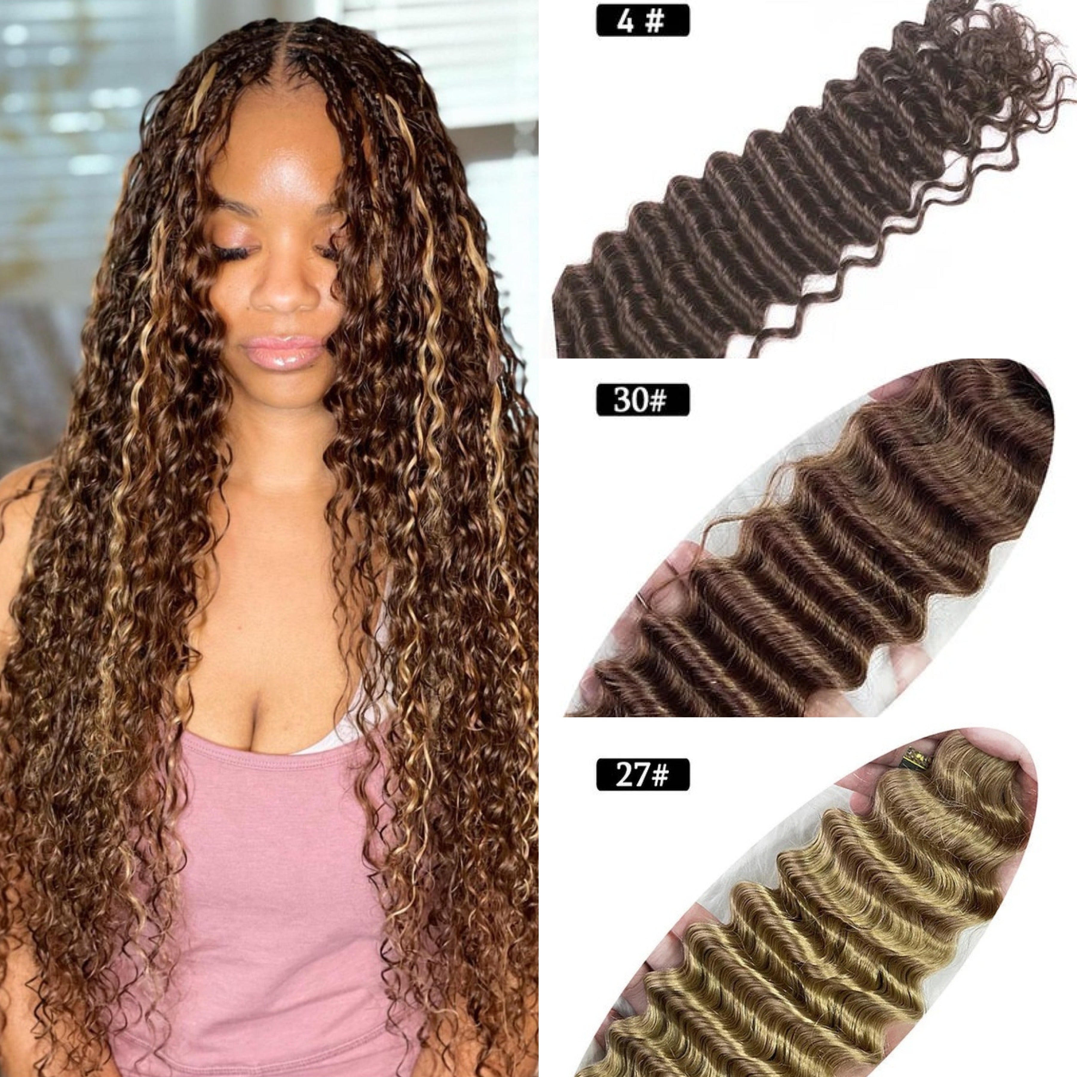 3BUNDLE DEEP WAVE BULK Human Remy Hair Goddess Curls (18-26Inch) (CHOO ...